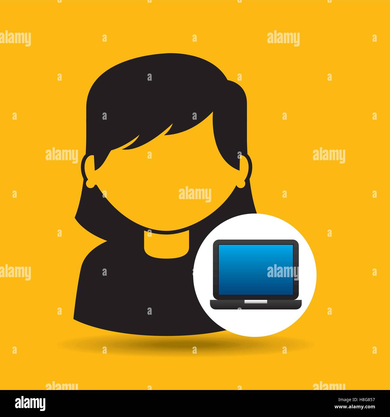 Laptop icon character girl social hi-res stock photography and images ...