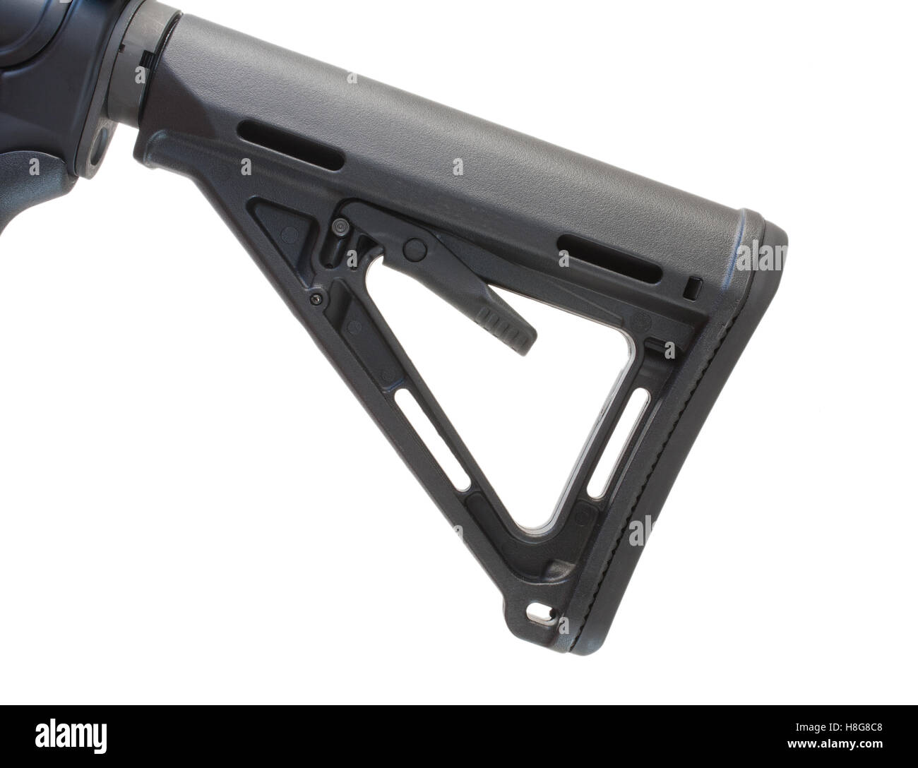 Polymer stock on a semi automatic rifle that can adjust for length ...