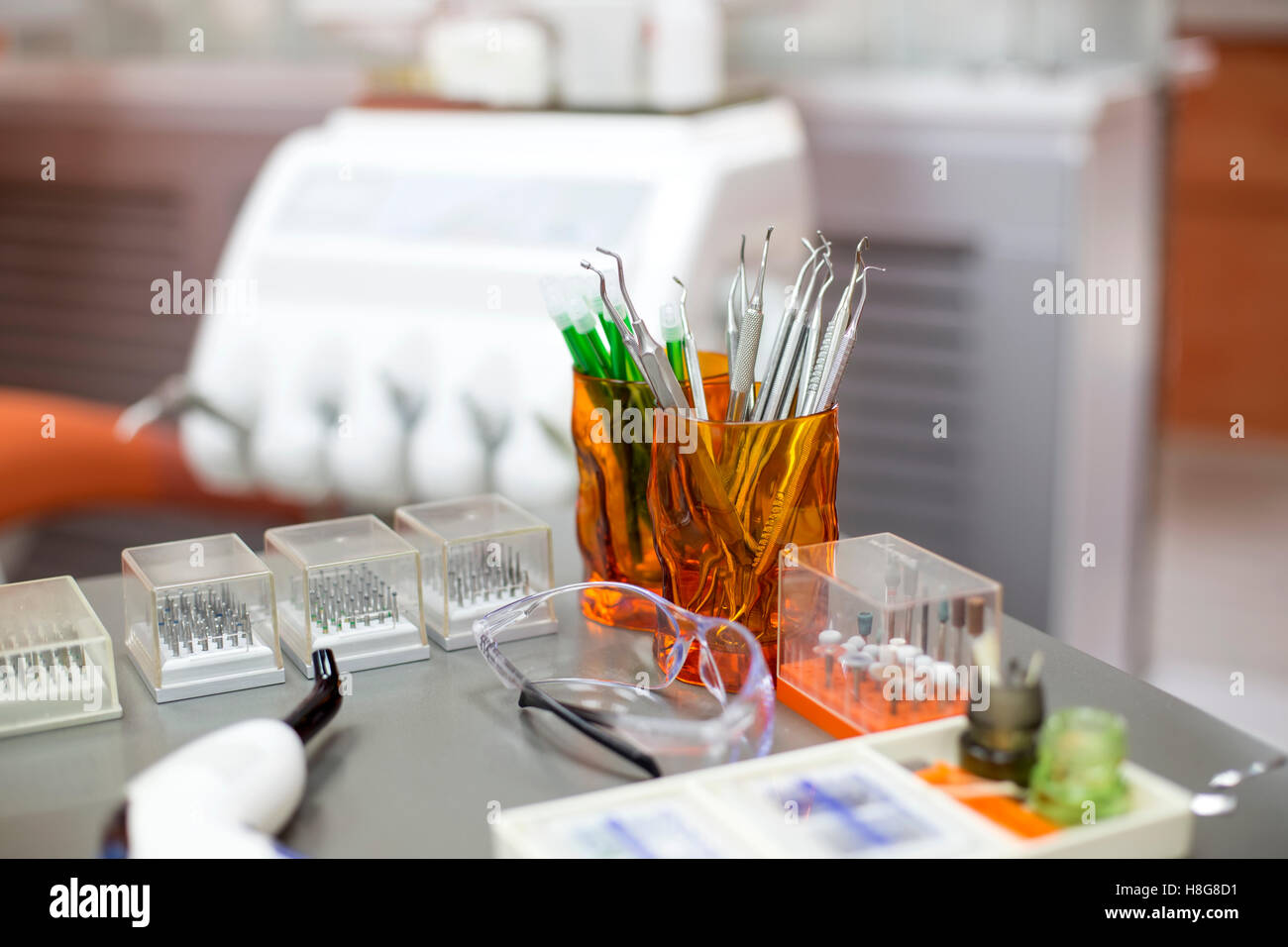 Close up view of dental tools in a dental office Stock Photo - Alamy