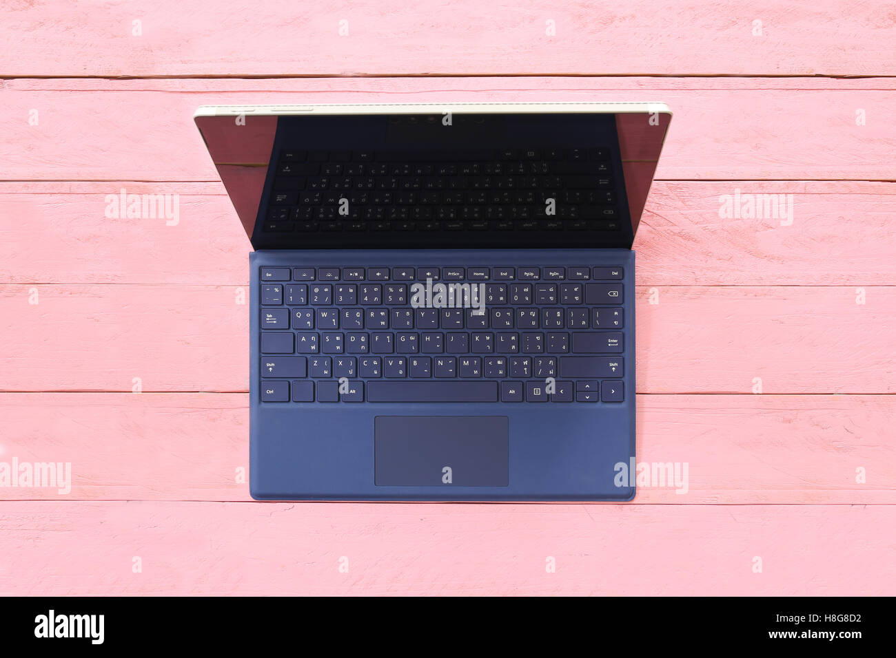 Laptop or notebook in a office and copy space for input ideas and ...