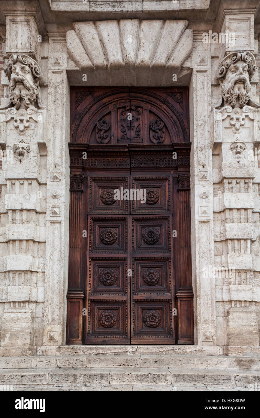 The main entrance to Perugia cathedral, Umbria. The Cathedral of San ...
