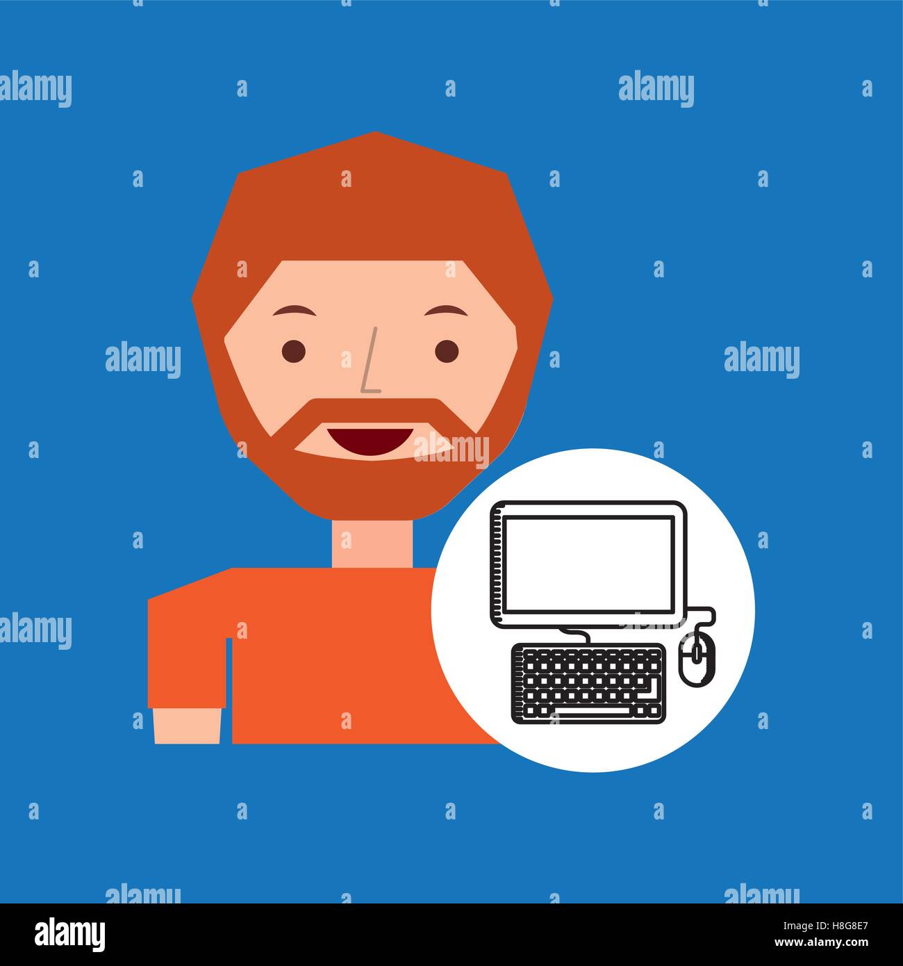 Drawing computer boy character vector hi-res stock photography and ...