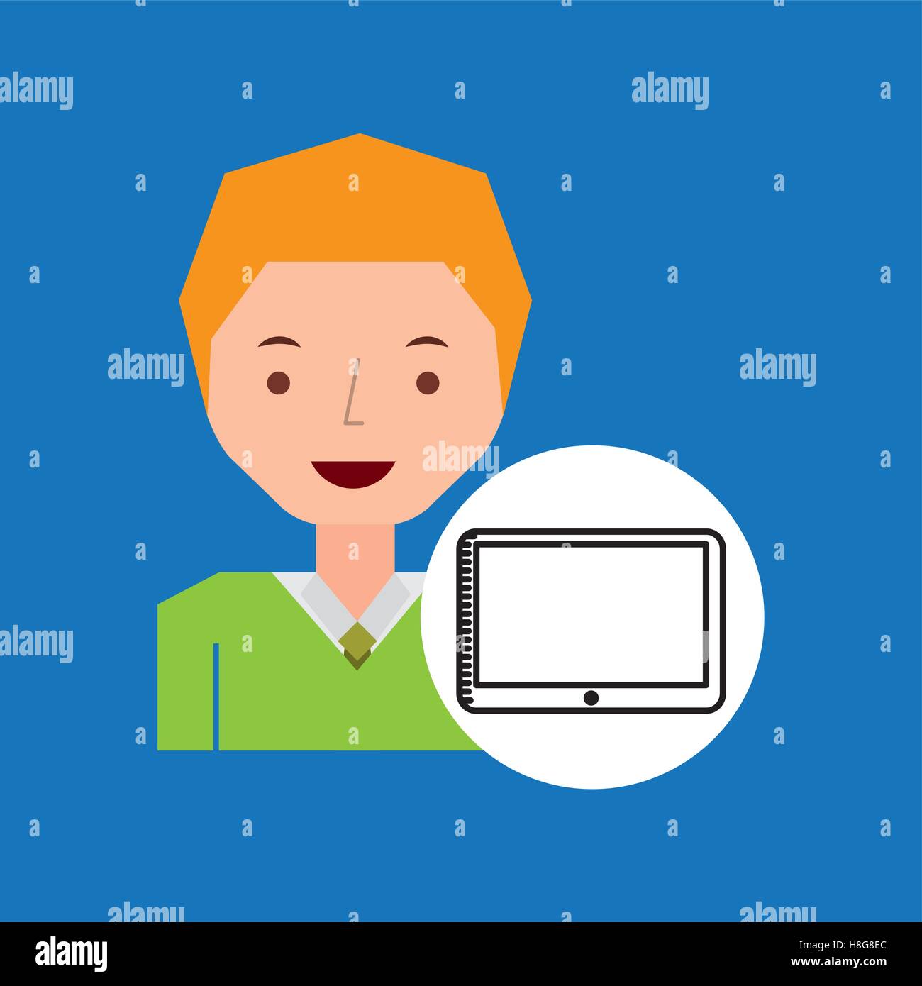 character hand draw tablet icon design vector illustration eps 10 Stock ...