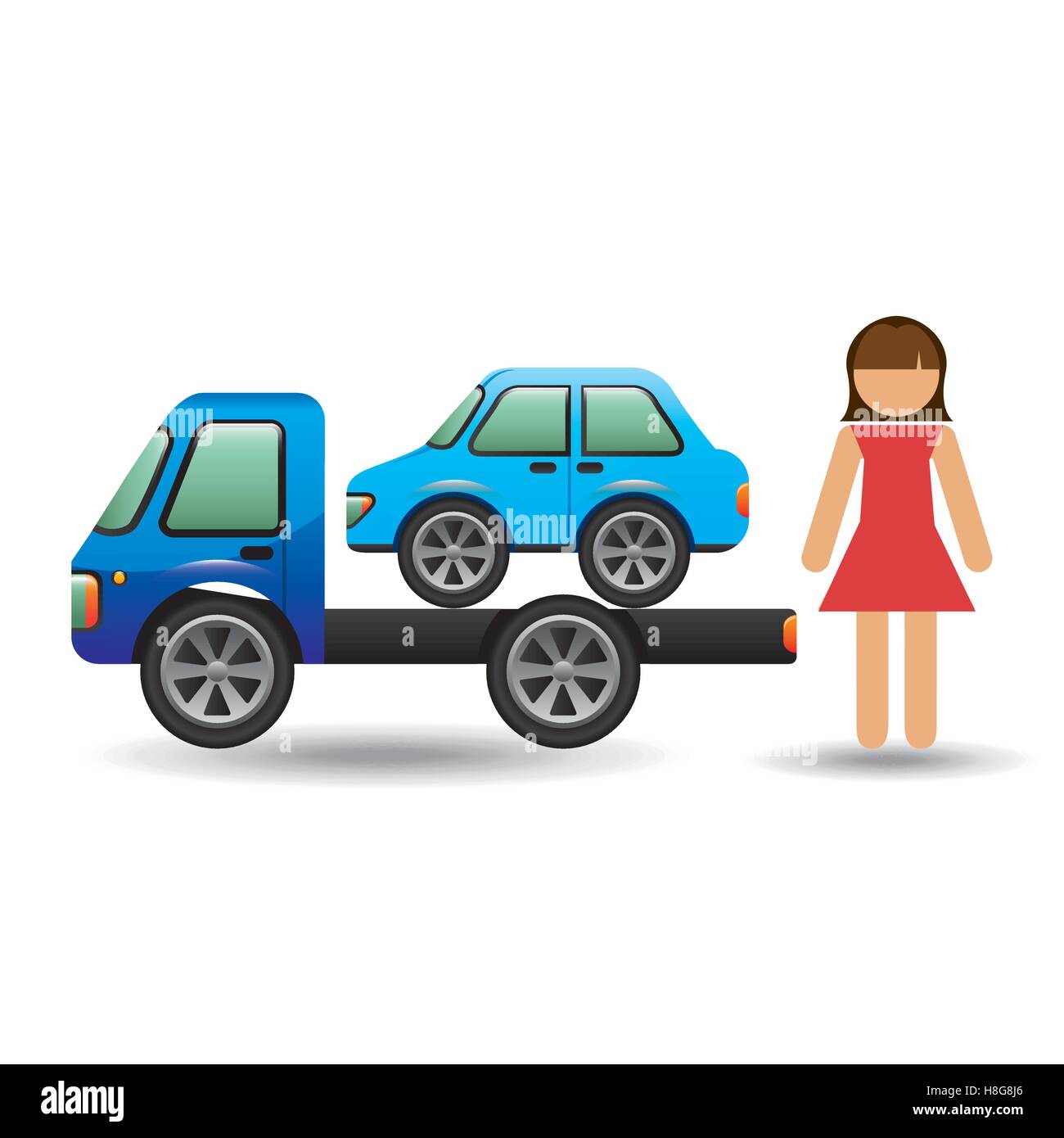 towing truck girl design graphic vector illustration eps 10 Stock ...
