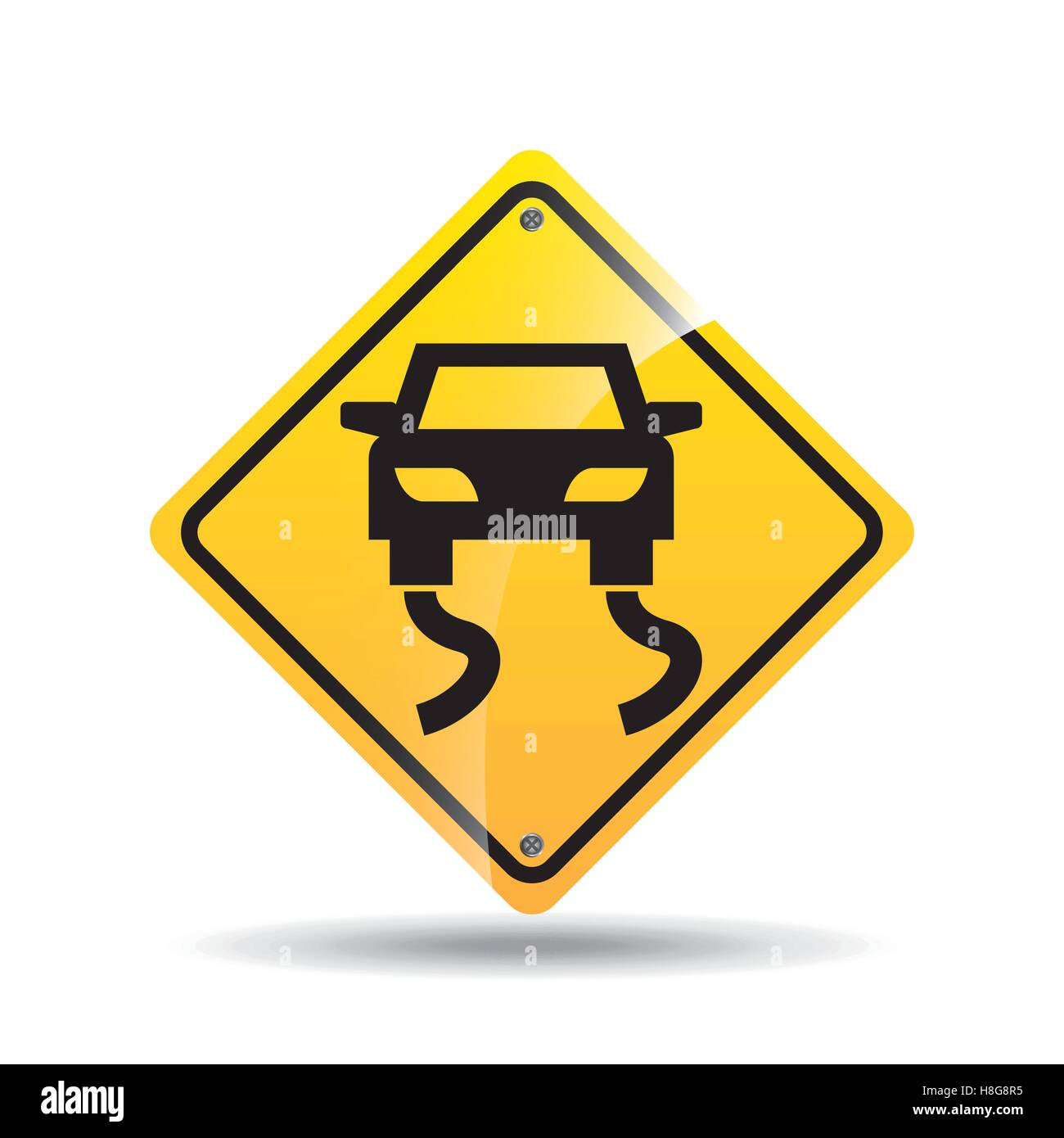 road sign slippery car icon vector illustration eps 10 Stock Vector ...