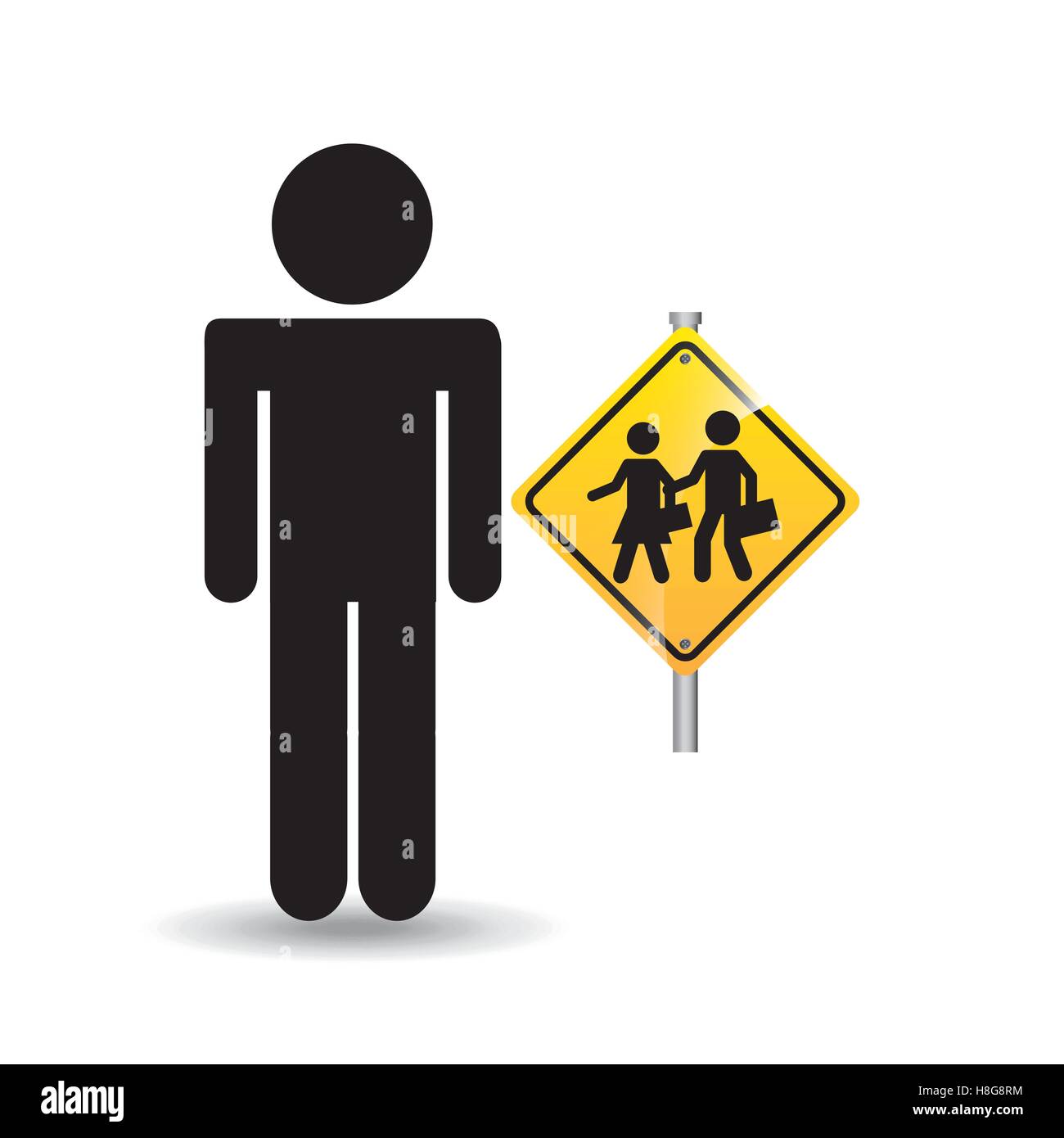 silhouette man road sign school zone icon vector illustration eps 10 ...