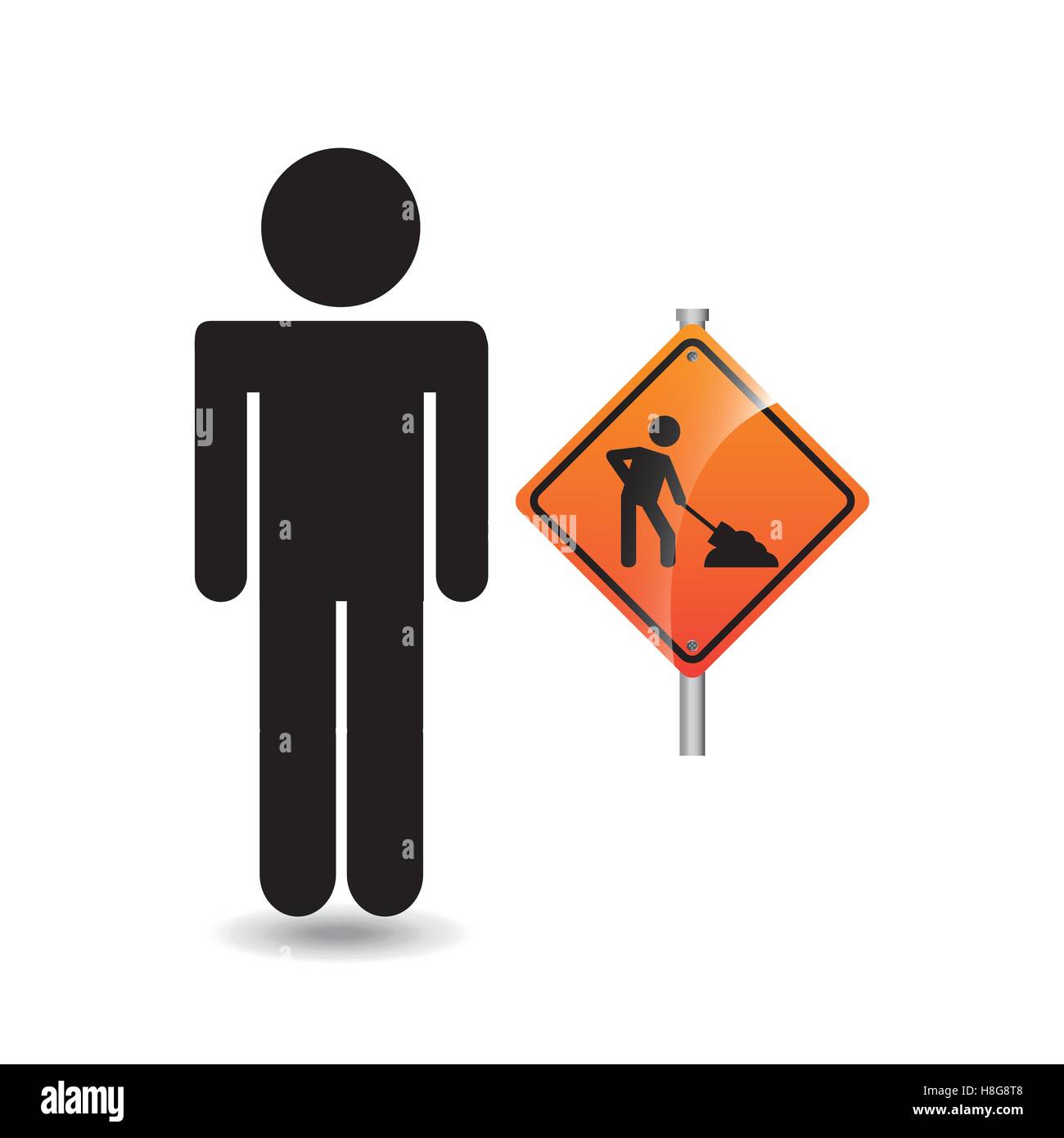 Man Digging Road Work Sign Stock Vector Images - Alamy