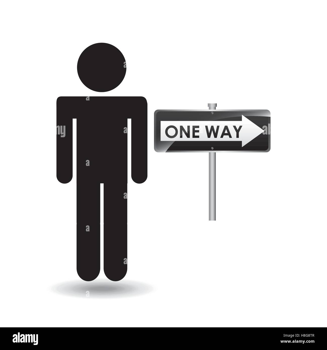 road sign one way silhouette man vector illustration eps 10 Stock ...