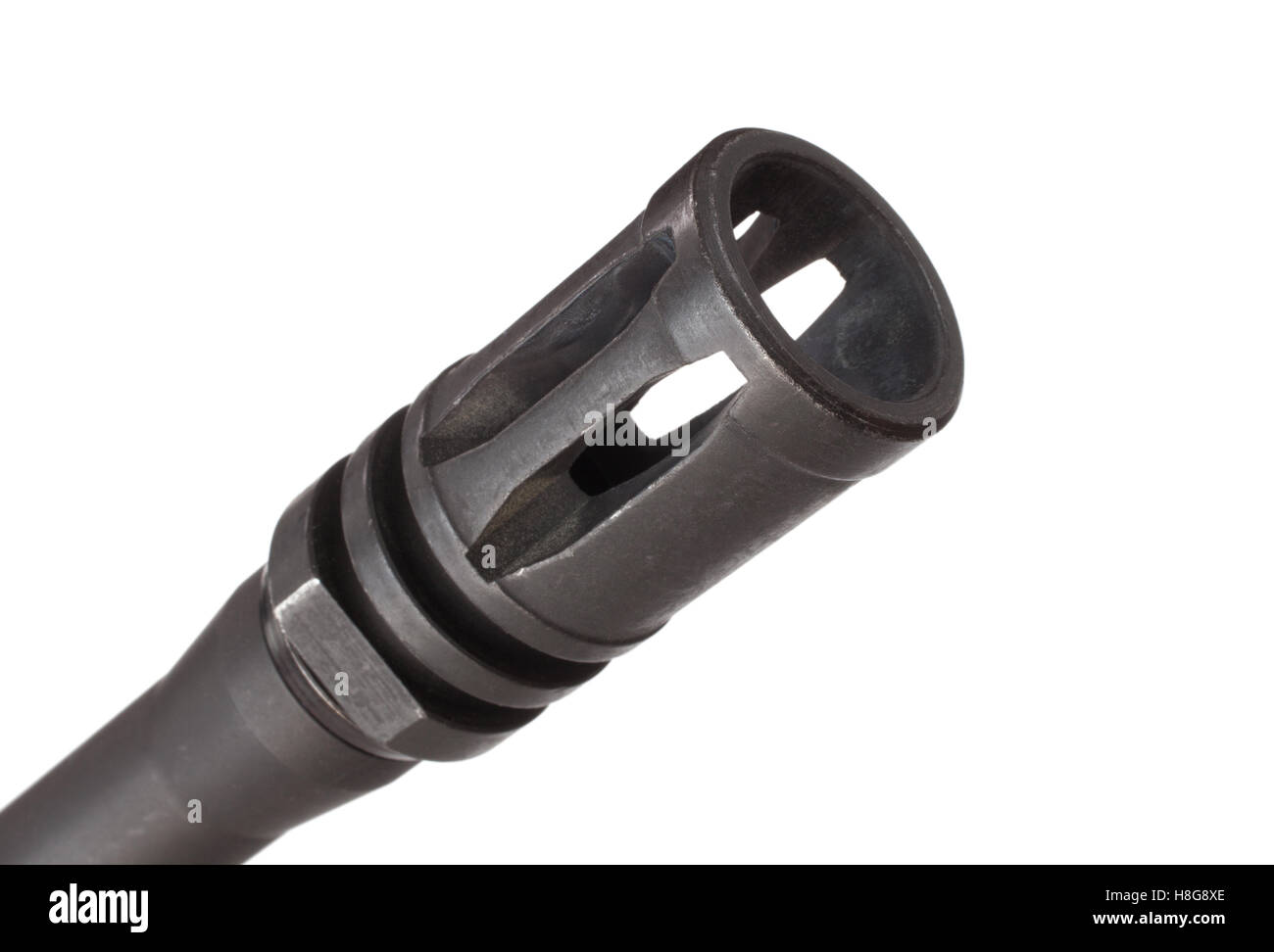 Muzzle end of a barrel on a modern semi automatic rifle Stock Photo - Alamy