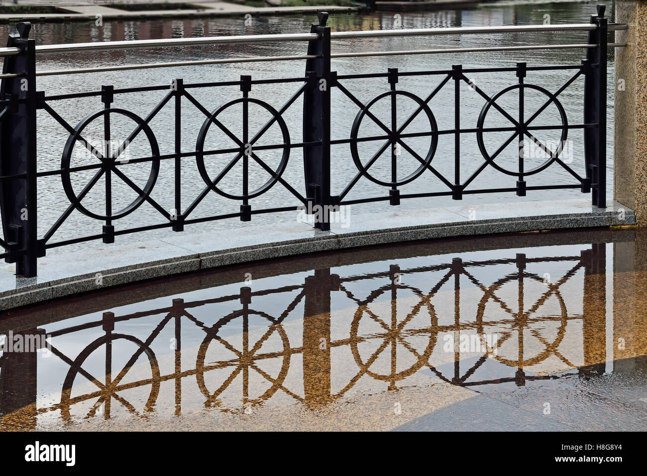 Beautiful curved iron railings on the promenade Stock Photo - Alamy