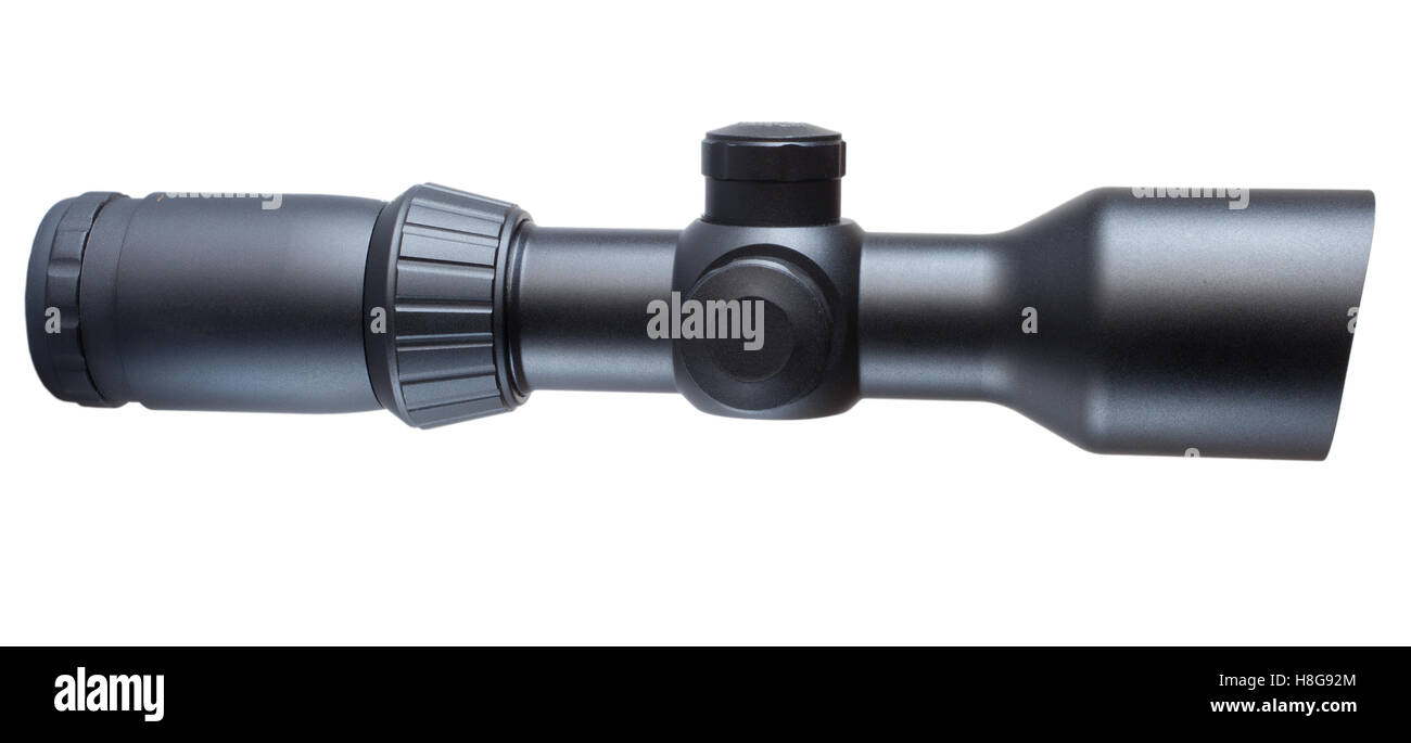 Isolated black scope that is used on a high powered rifle Stock Photo ...