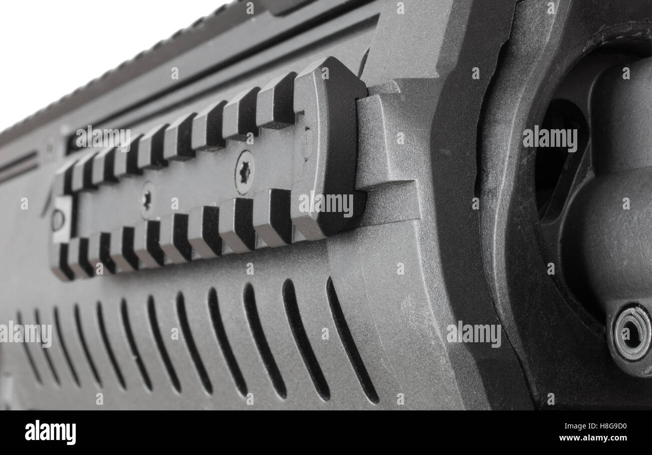 Front portion of a modern rifle with rails for lights and lasers Stock ...