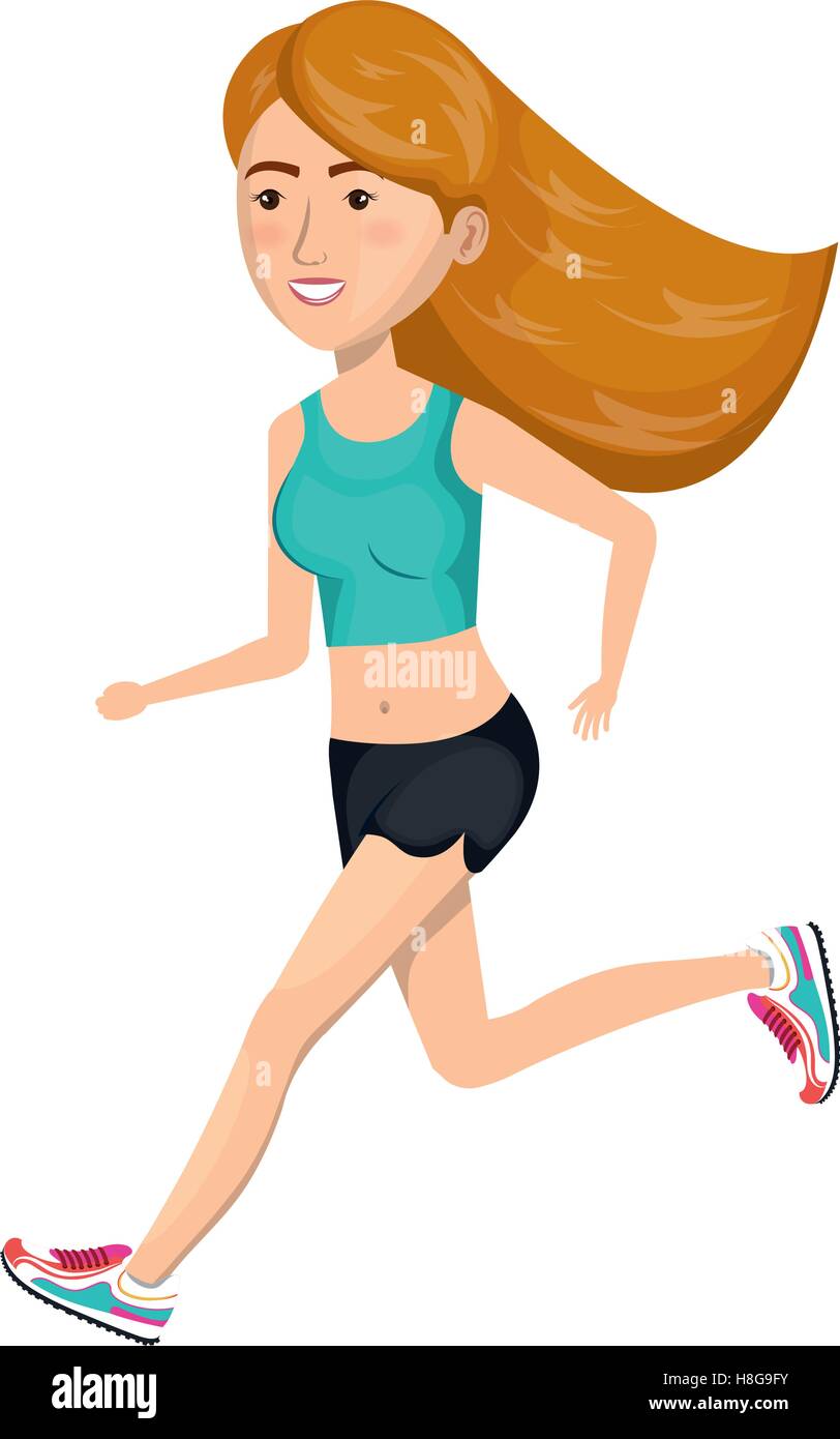 woman running character athlete vector illustration design Stock Vector ...