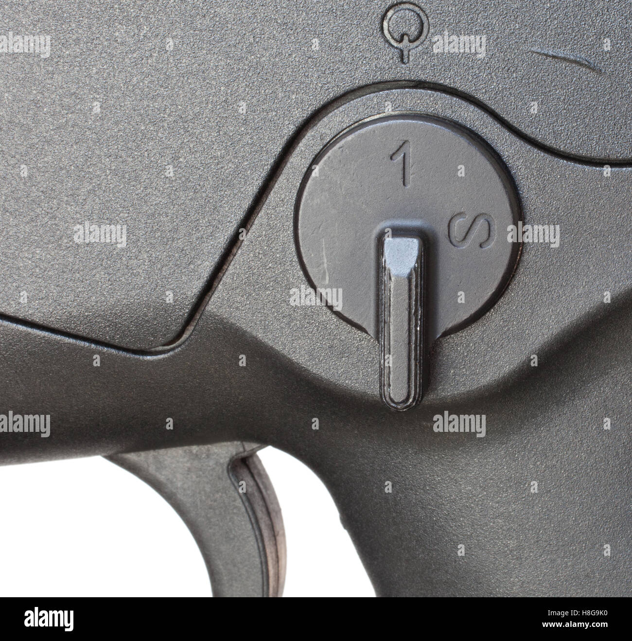 Safety selector on a modern sporting rifle ready to fire a shot Stock ...