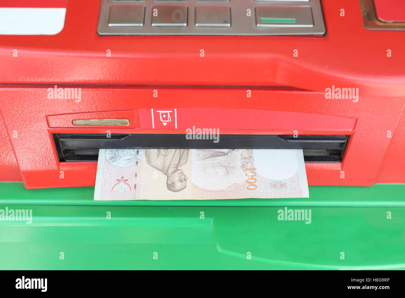 Machine payout of ATM and have Banknotes of Thai baht money payout ...