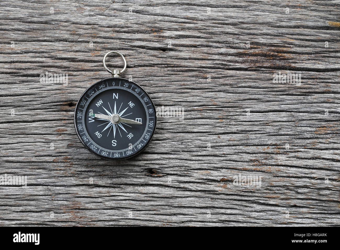 Compass on the brown wooden floor,concept of traveling and trekking ...