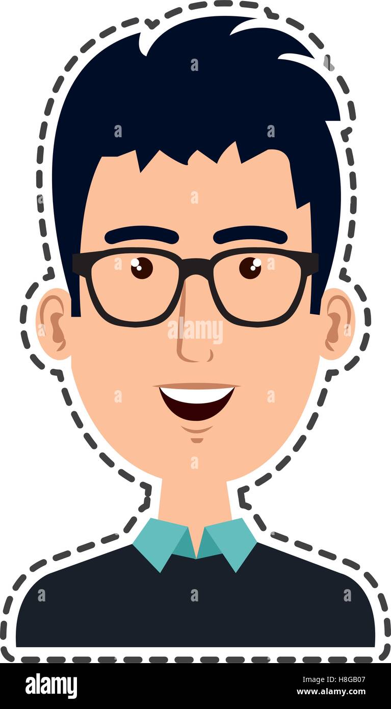 man character with cuttihng line vector illustration design Stock ...