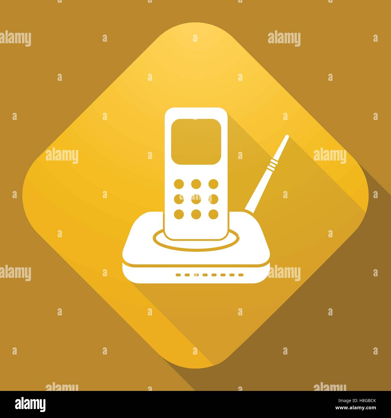 Vector illustration. Vector icon of Radio Phone with a long shadow ...