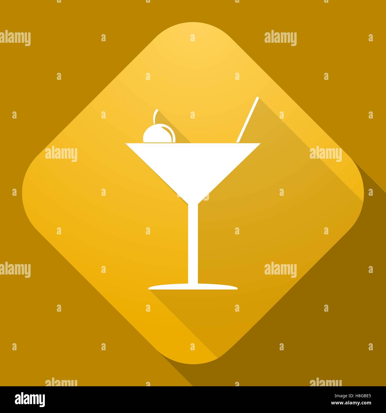 Vector illustration. Vector icon of Martini Glass with a long shadow ...