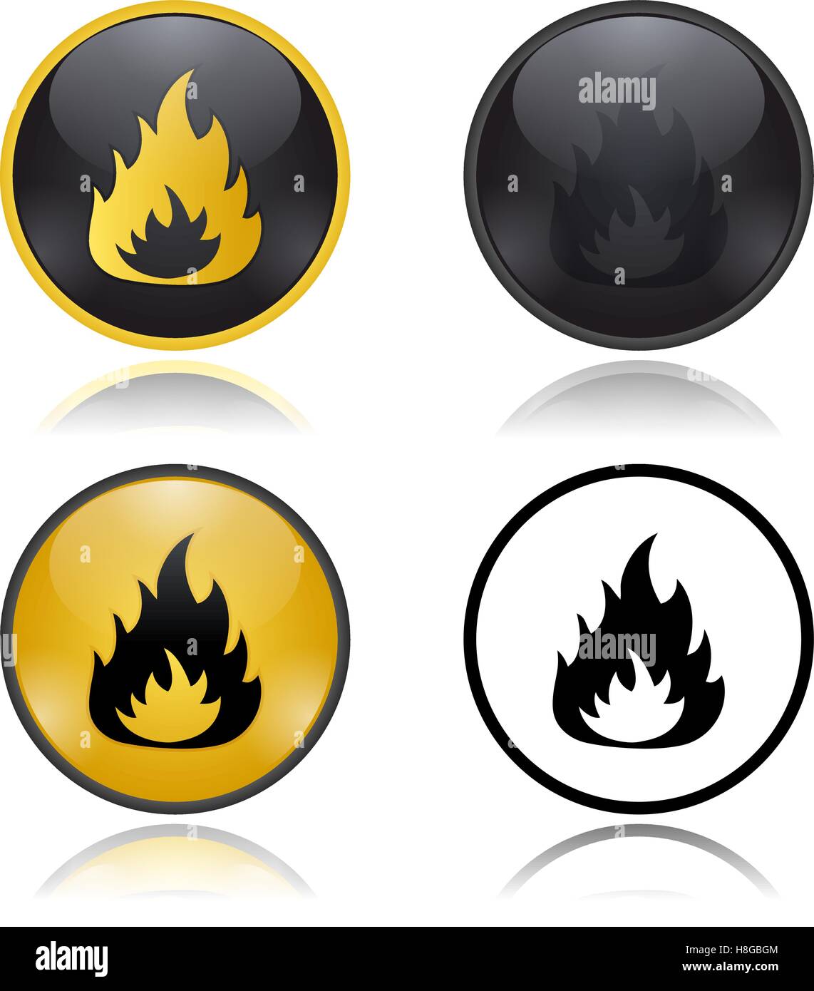 Vector illustration. Danger Fire Risk warning signs Stock Vector Image ...