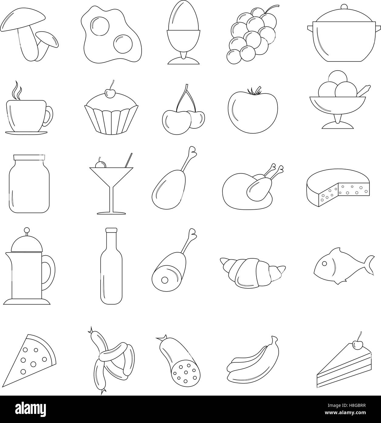Set of food and drinks icons. Vector Illustration Eps 10 Stock Vector ...