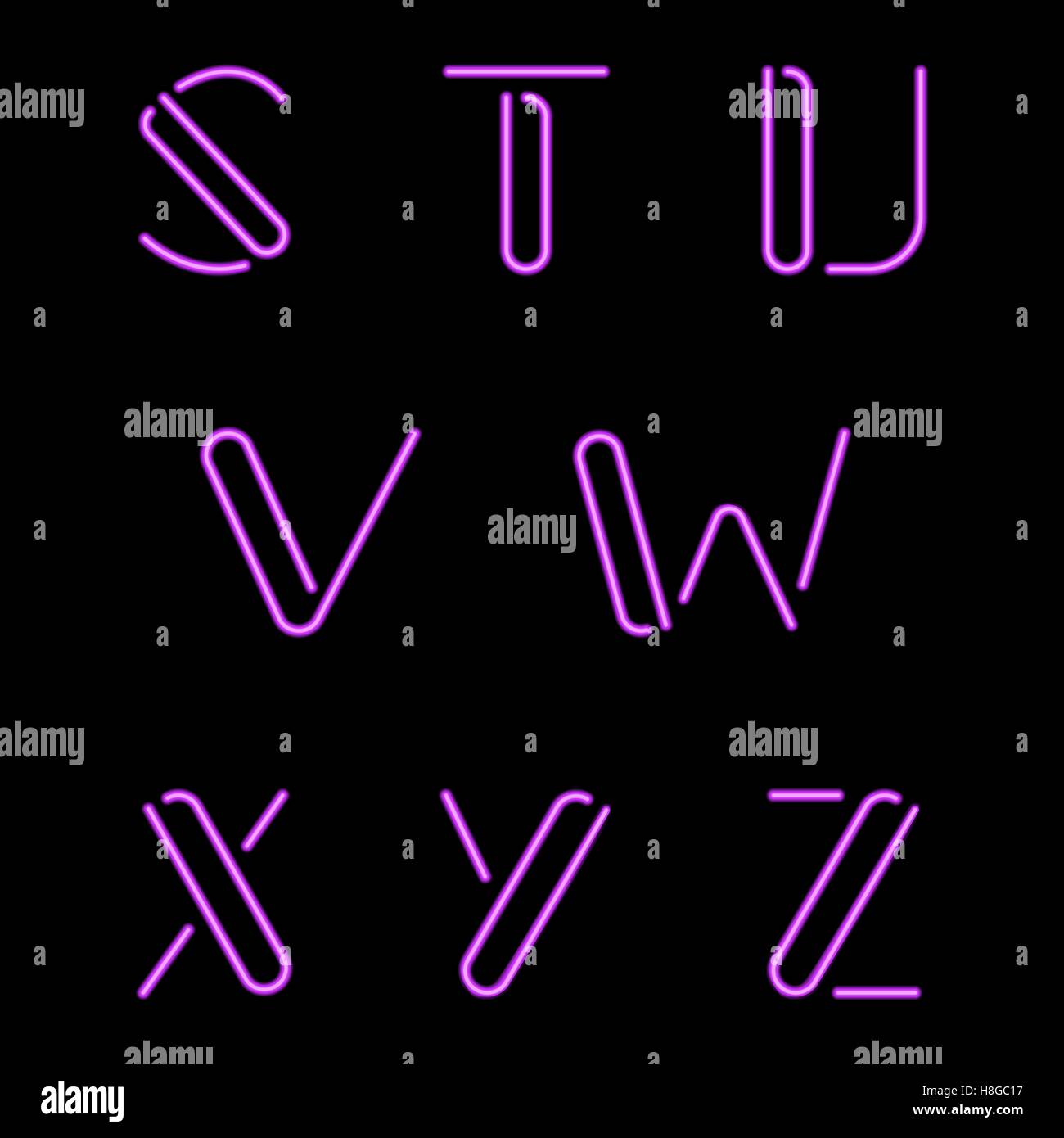 Bright neon letters violet glowing font hi-res stock photography and ...