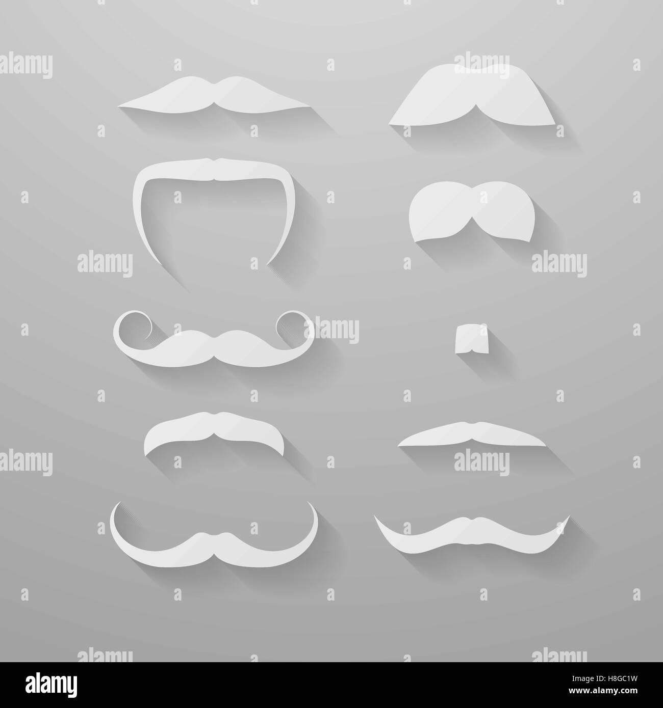 Vector illustration. Set of paper mustaches. Eps 10 Stock Vector Image ...