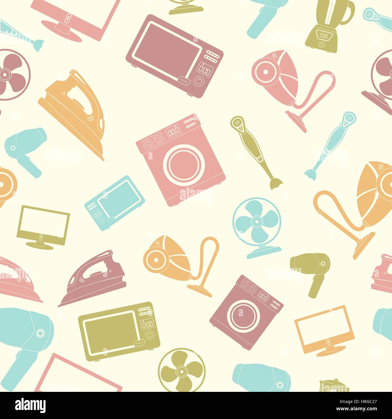 Vector illustration. Seamless pattern of Household appliance Stock ...