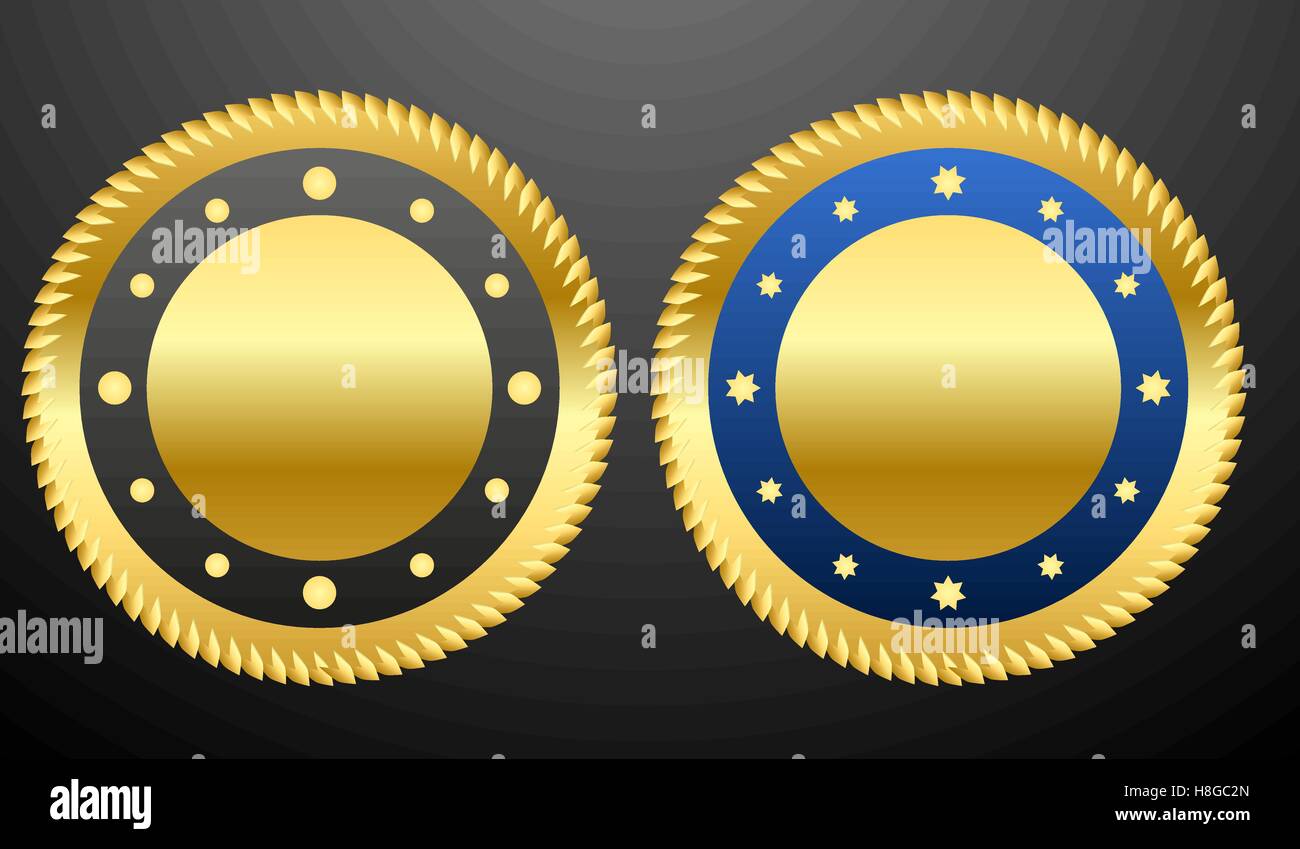 Vector illustration of Golden badges. Eps 10 Stock Vector Image & Art ...