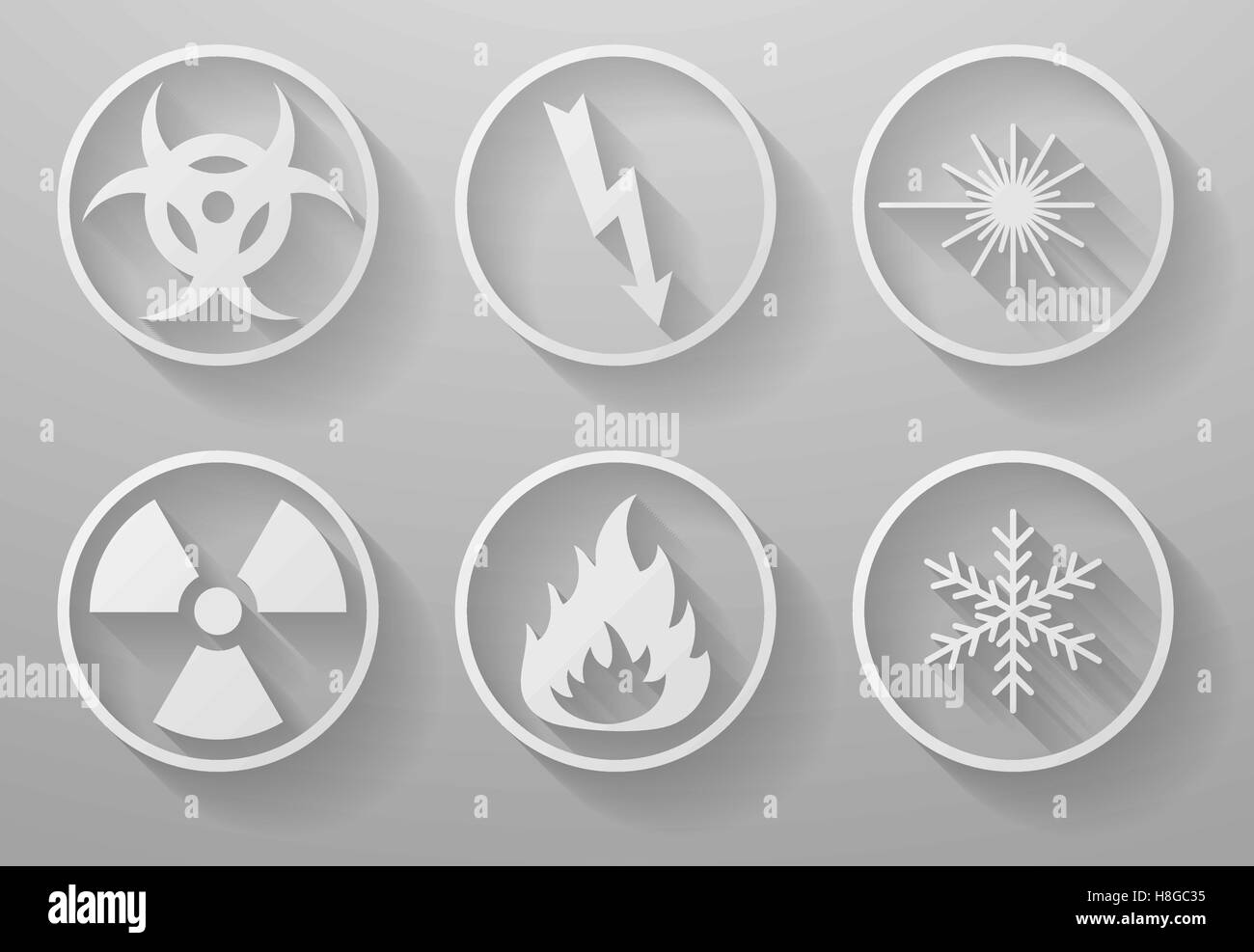 Set of paper warning signs with a long shadow Stock Vector Image & Art ...