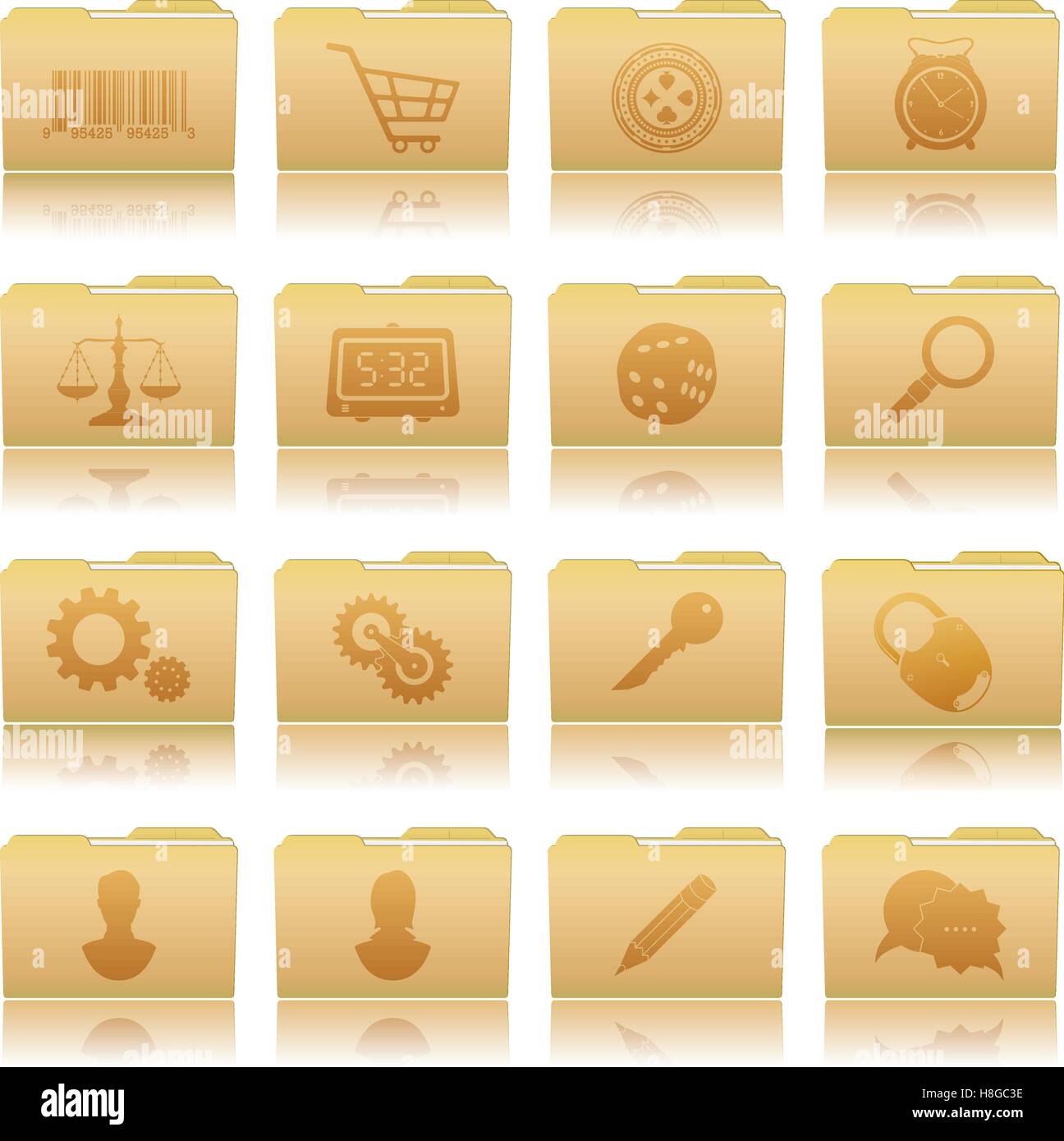 Vector illustration. Set of folders with symbols Stock Vector Image ...