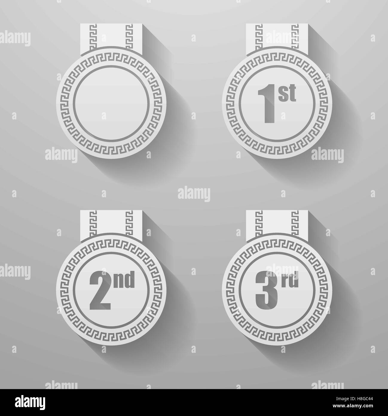 Set of paper badges with ribbons. Set of paper awards with ribbons ...