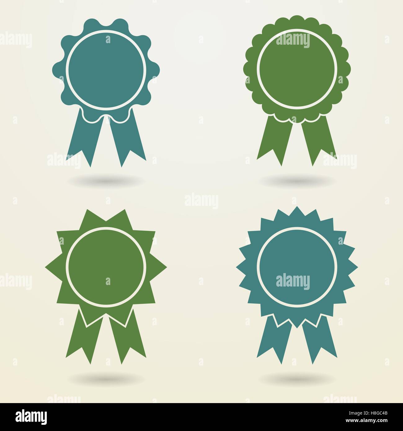 Set of empty badges with ribbons. Set of empty awards with ribbons ...