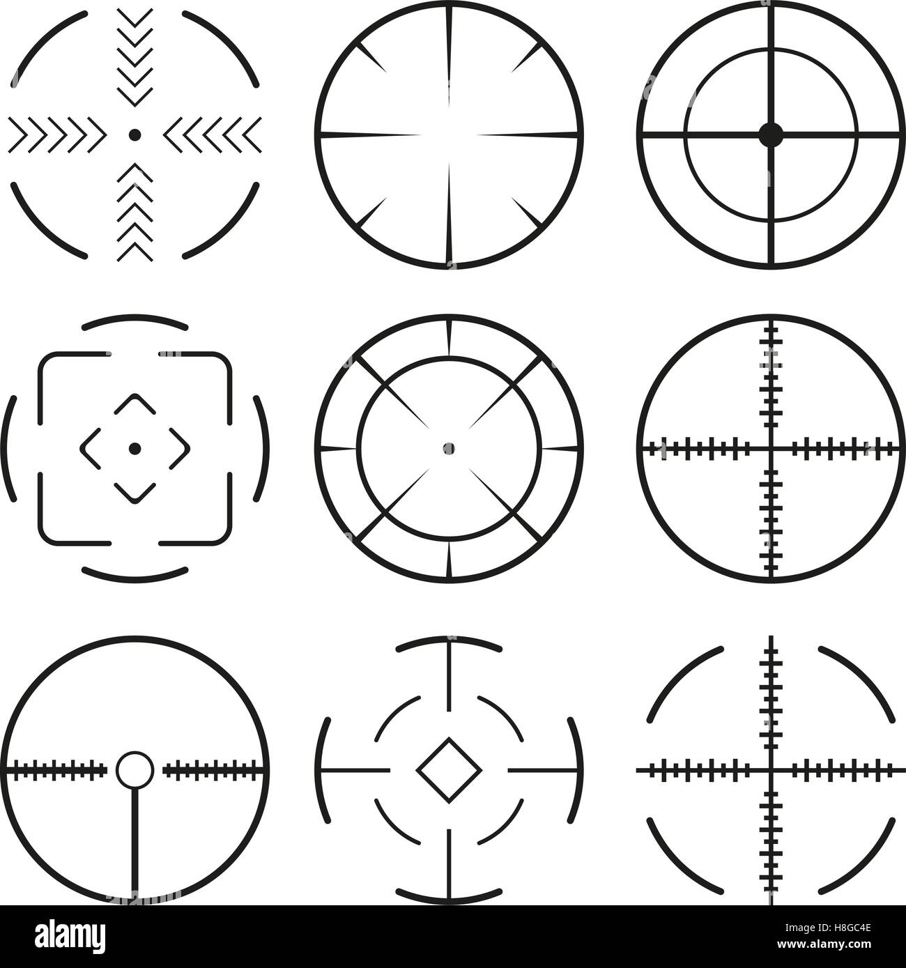 Set of black crosshairs icons. Isolated on white Stock Vector Image ...