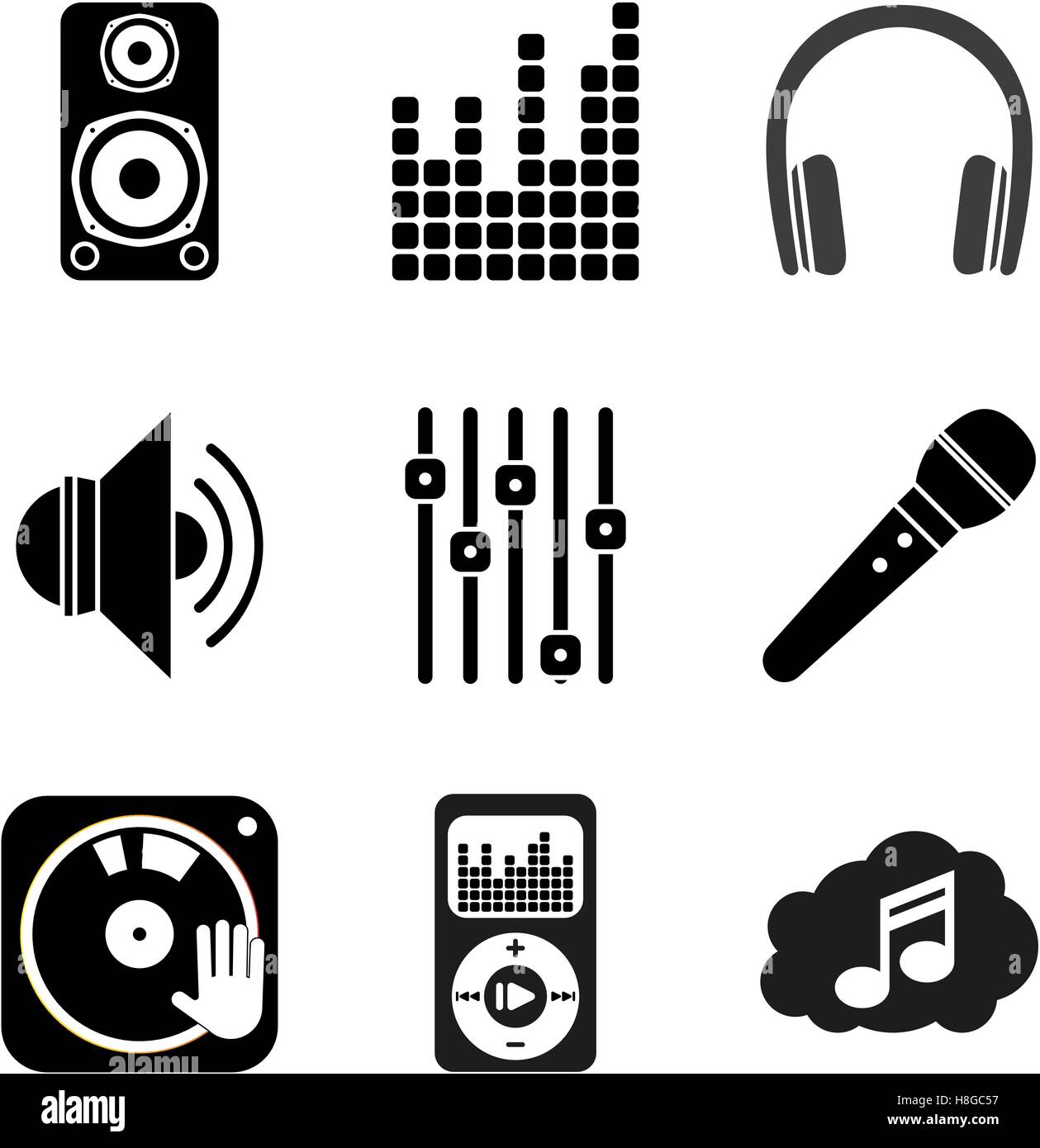 Set of icons of Music theme. Simple black style Stock Vector Image ...