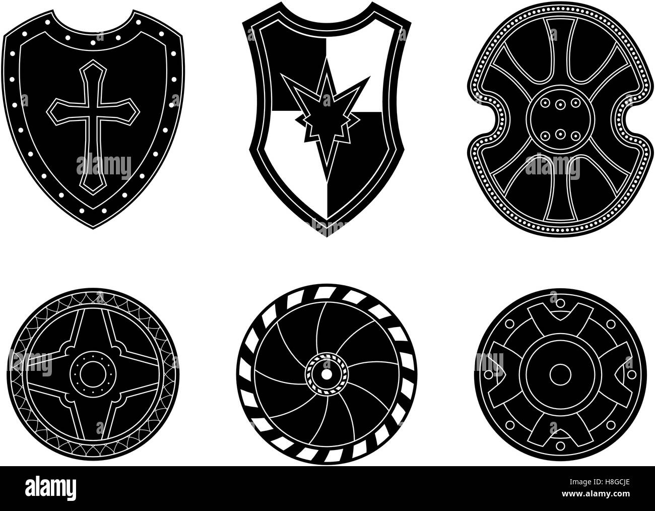Icon set of ancient, medieval shield Stock Vector Image & Art - Alamy