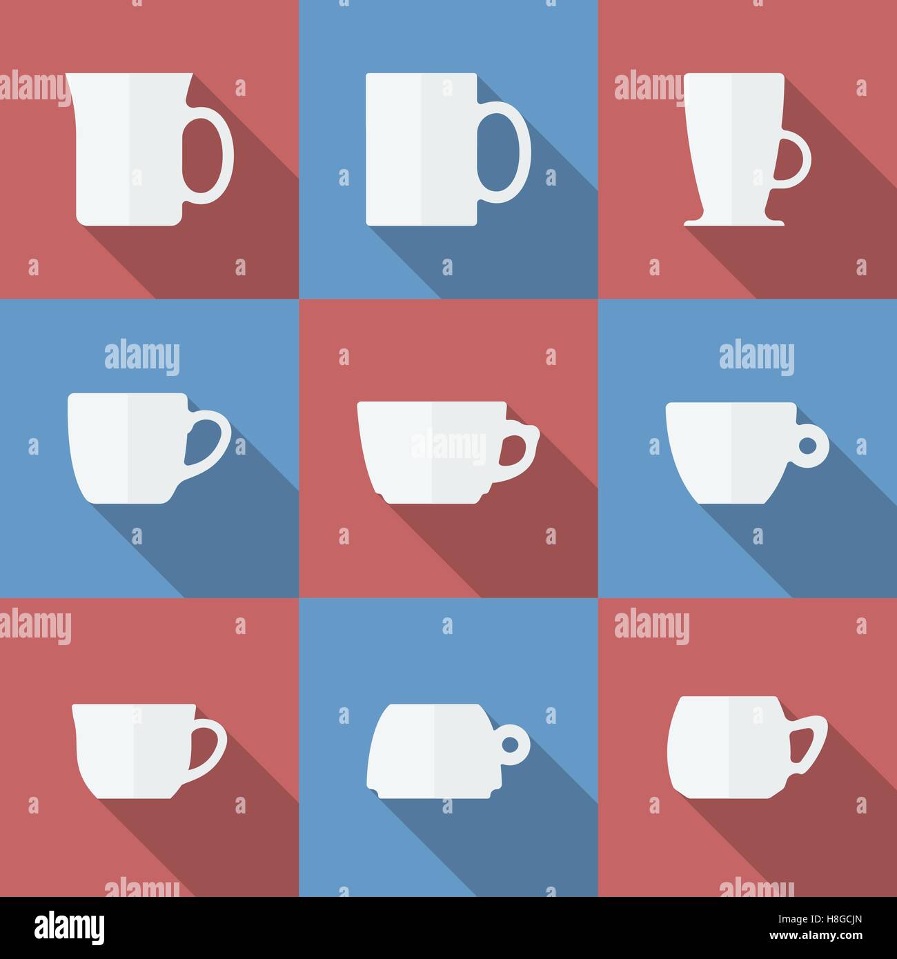 Icon Set of cups. Flat style Stock Vector Image & Art - Alamy