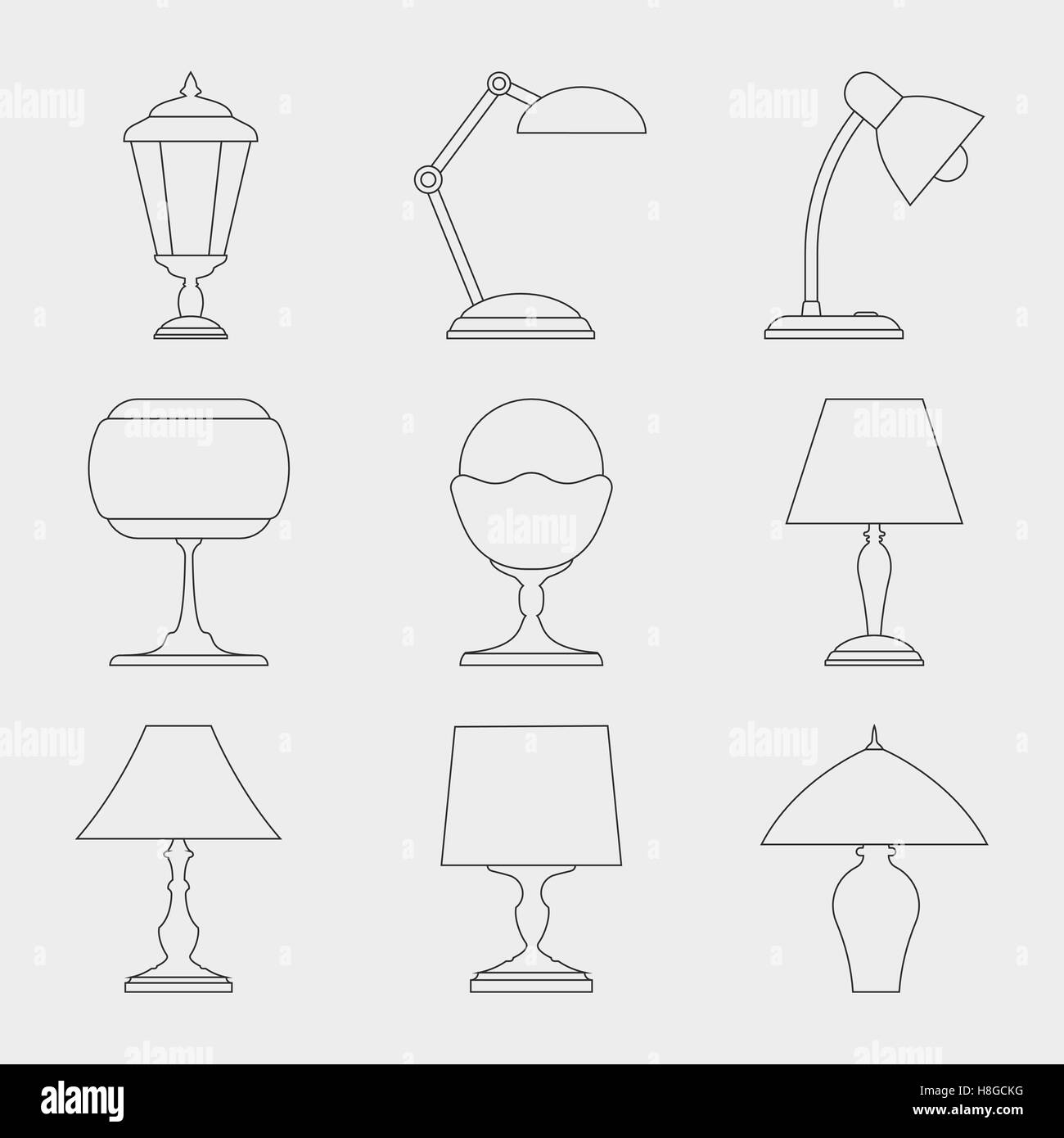 Icon set of Lamps Stock Vector Image & Art - Alamy