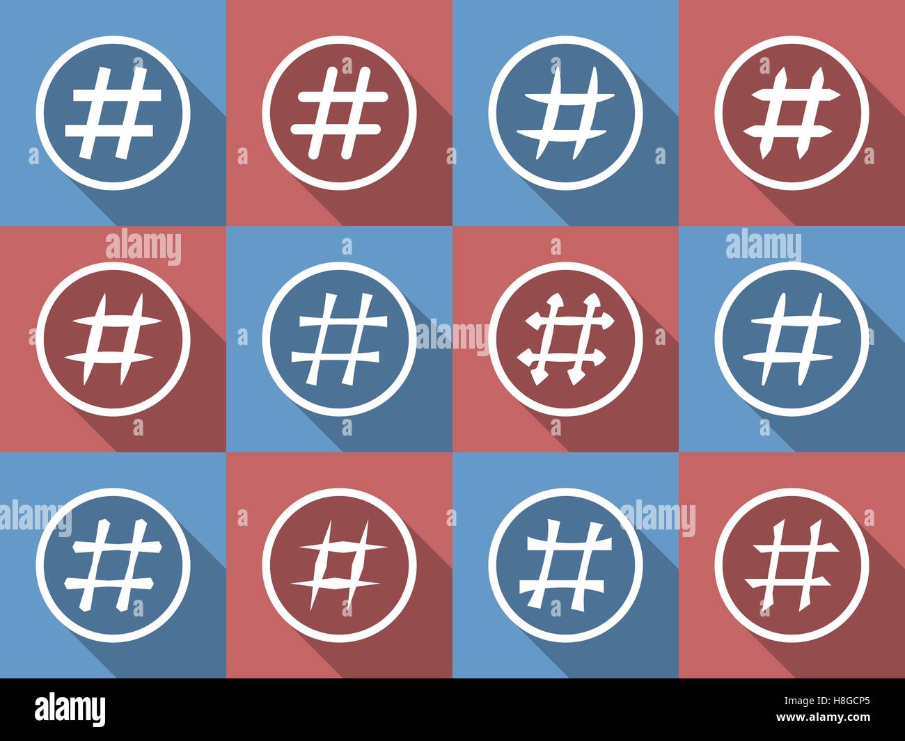 Icon Set of hashtags. Hashtag Symbols Stock Vector Image & Art - Alamy