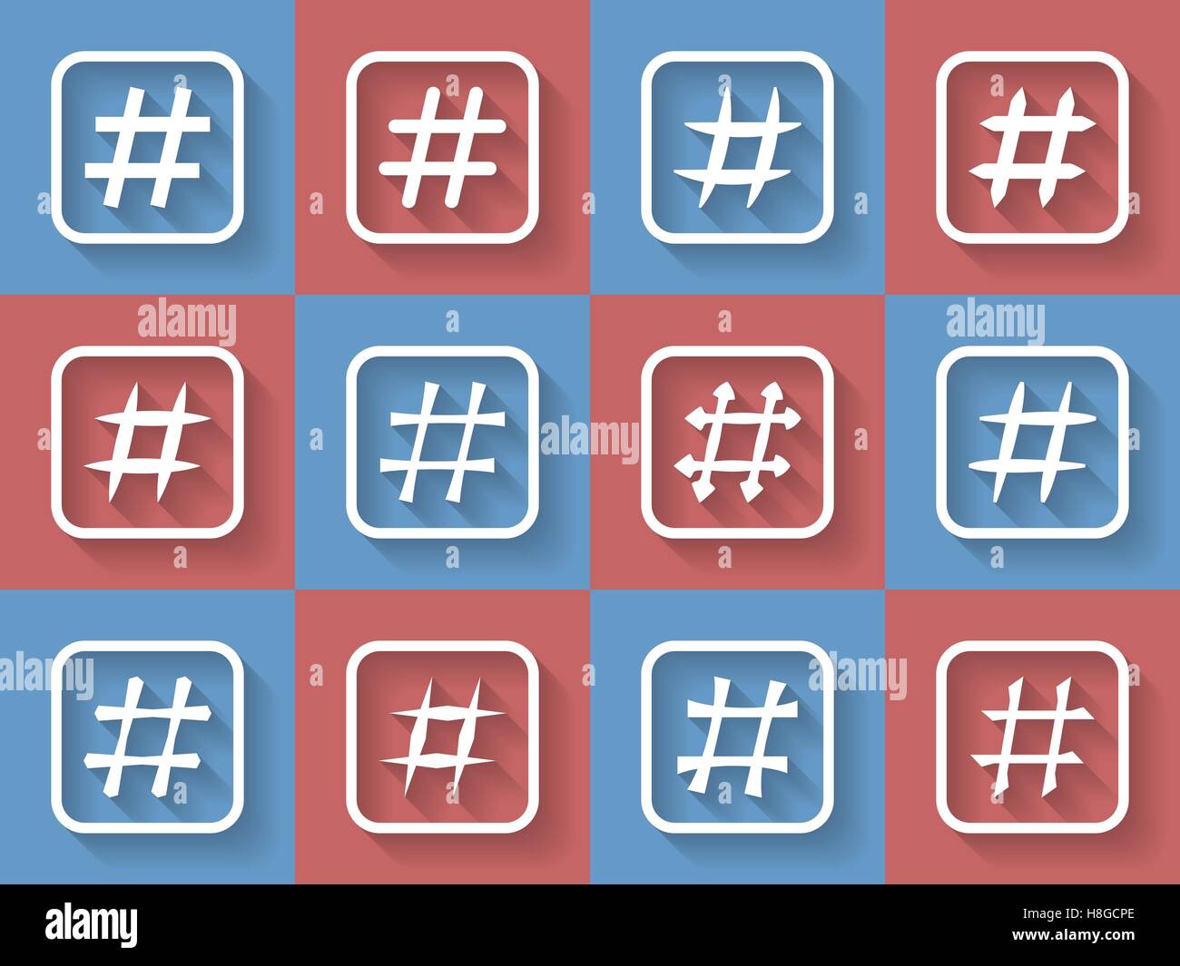 Icon Set of hashtags. Hashtag Symbols Stock Vector Image & Art - Alamy