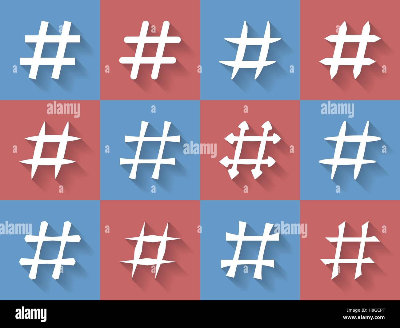 Icon Set of hashtags. Hashtag Symbols Stock Vector Image & Art - Alamy