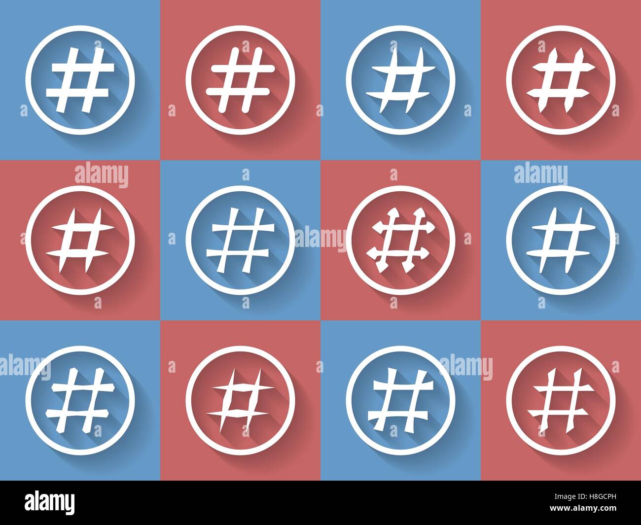 Icon Set of hashtags. Hashtag Symbols Stock Vector Image & Art - Alamy