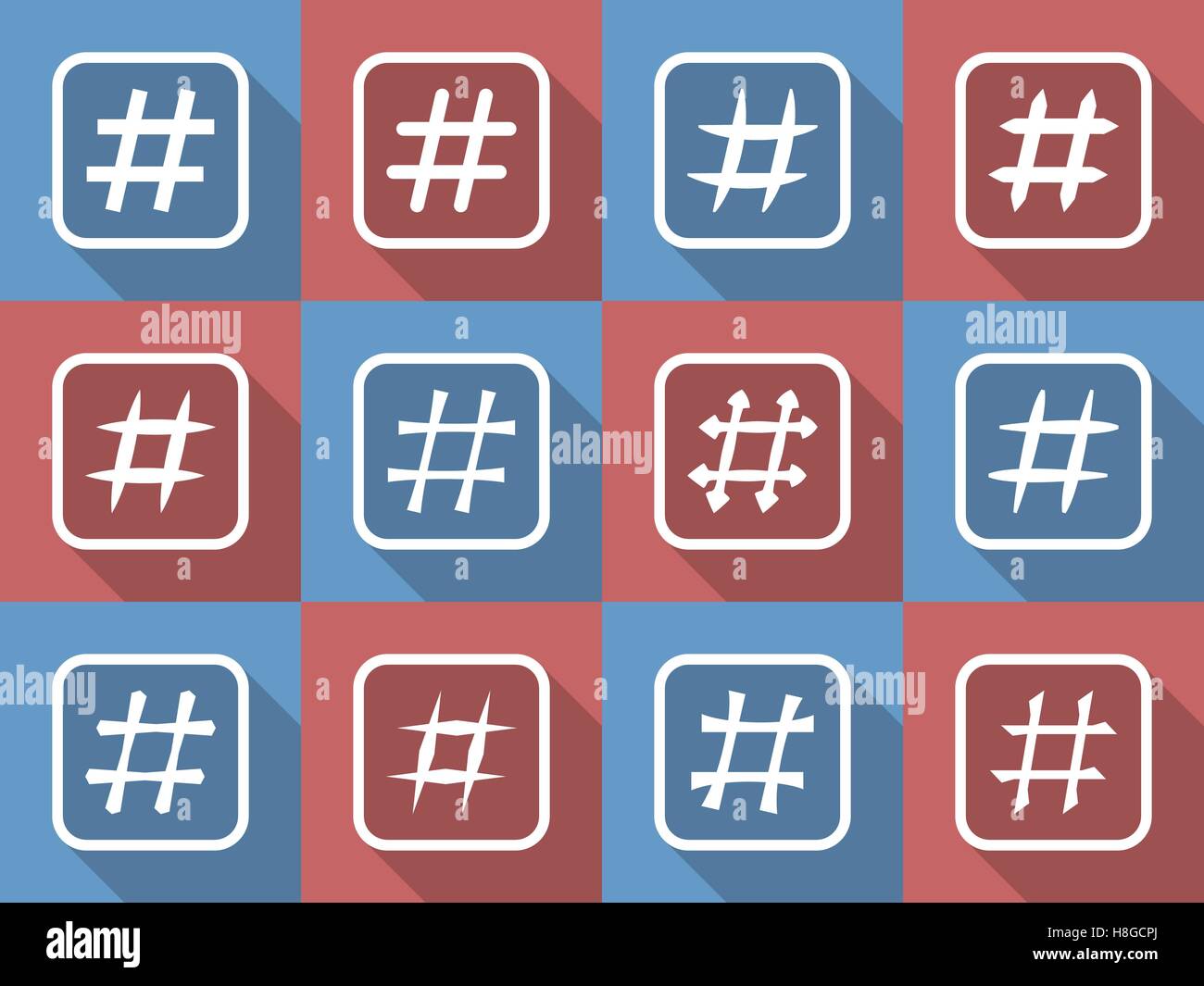 Icon Set of hashtags. Hashtag Symbols Stock Vector Image & Art - Alamy