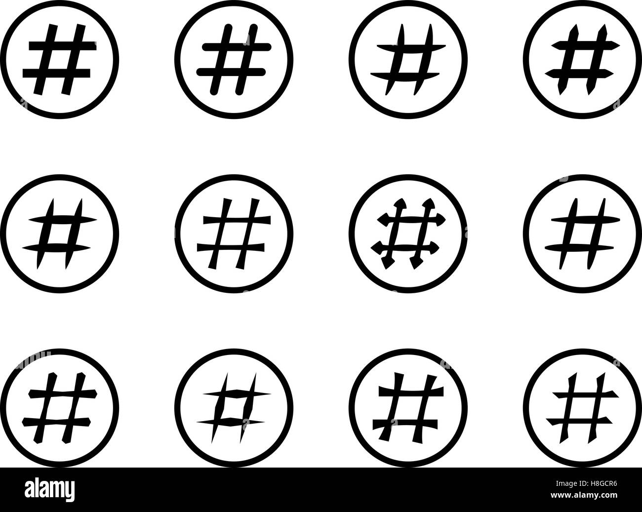 Icon Set of hashtags. Hashtag Symbols Stock Vector Image & Art - Alamy