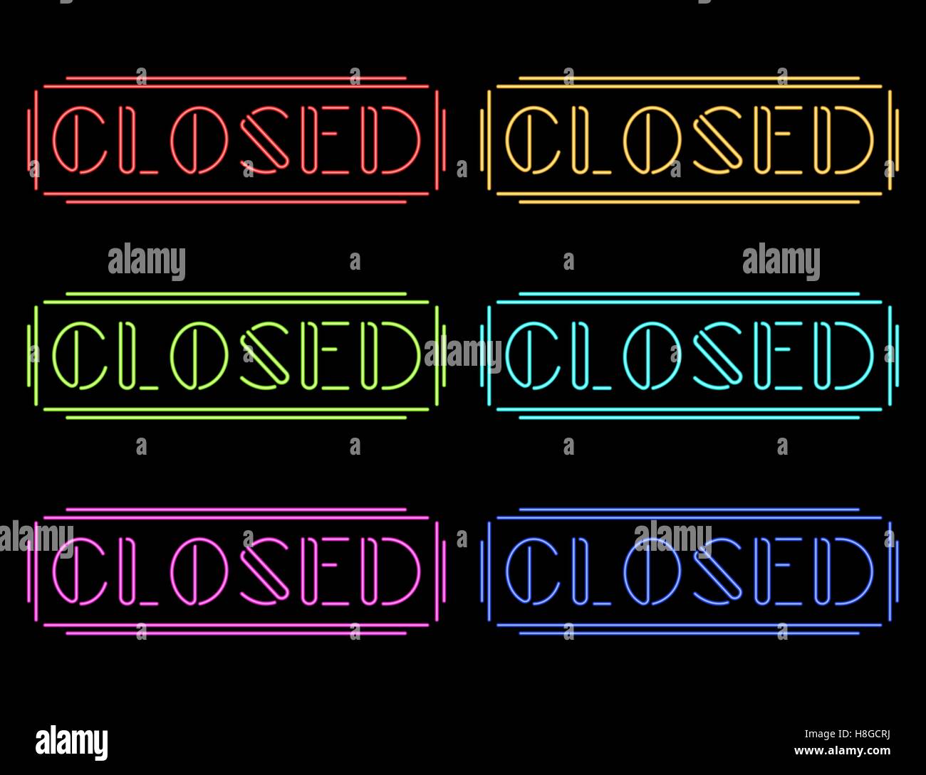 Set of colorful neon Closed signs Stock Vector Image & Art - Alamy