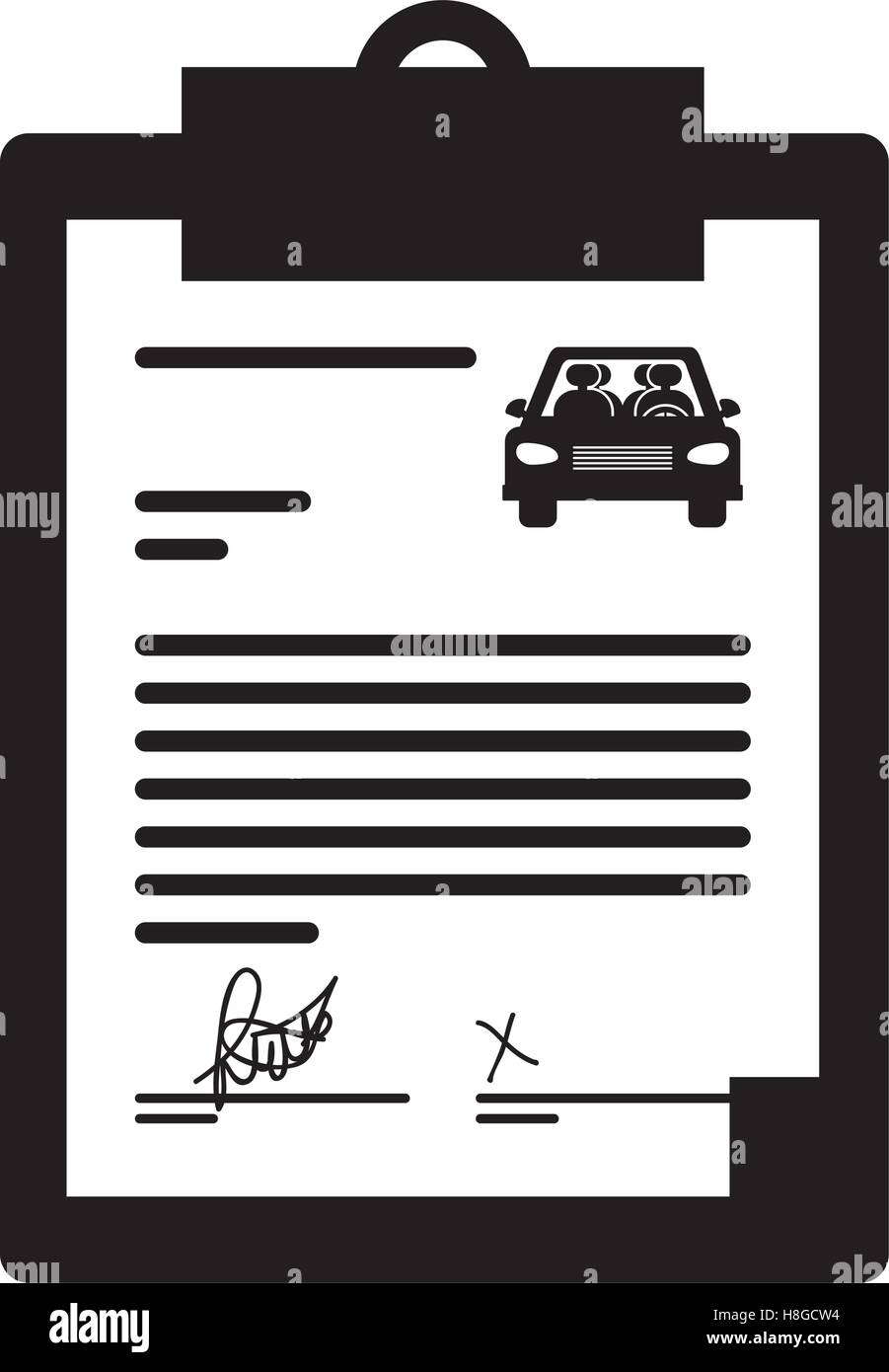 report table with rent a car document icon over white background ...