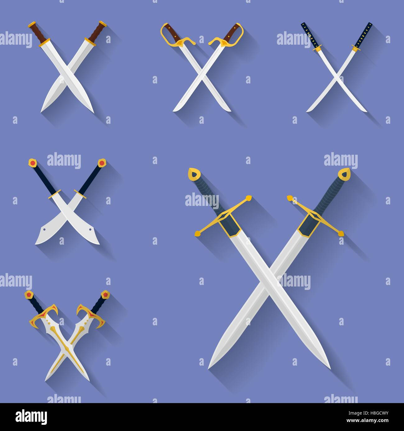 Icon set of ancient swords. Flat style Stock Vector Image & Art - Alamy