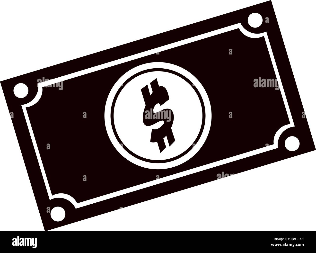 silhouette of money bills icon over white background. vector ...