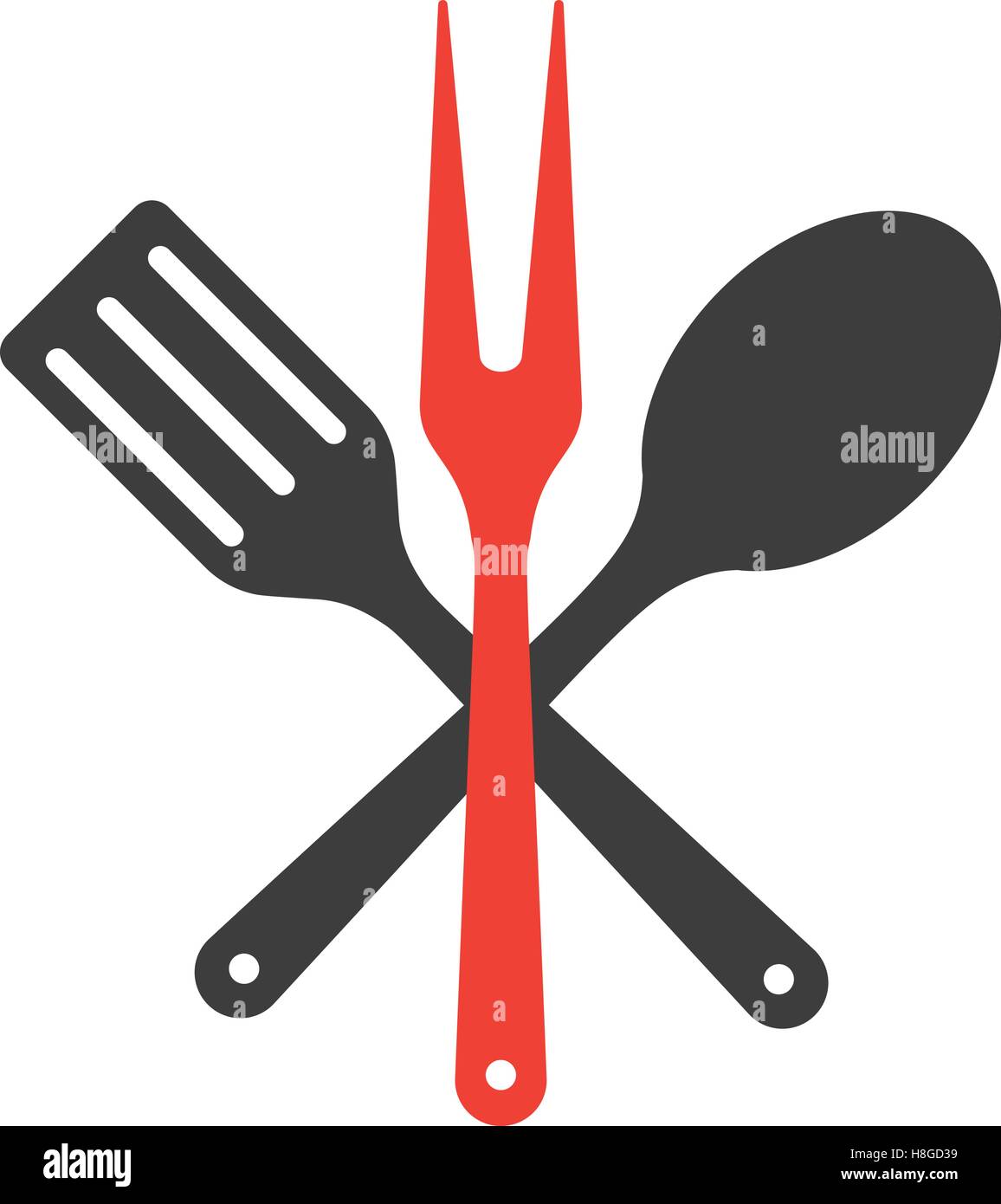Icon of kitchen tools. Fork, spoon and fry shovel Stock Vector Image ...