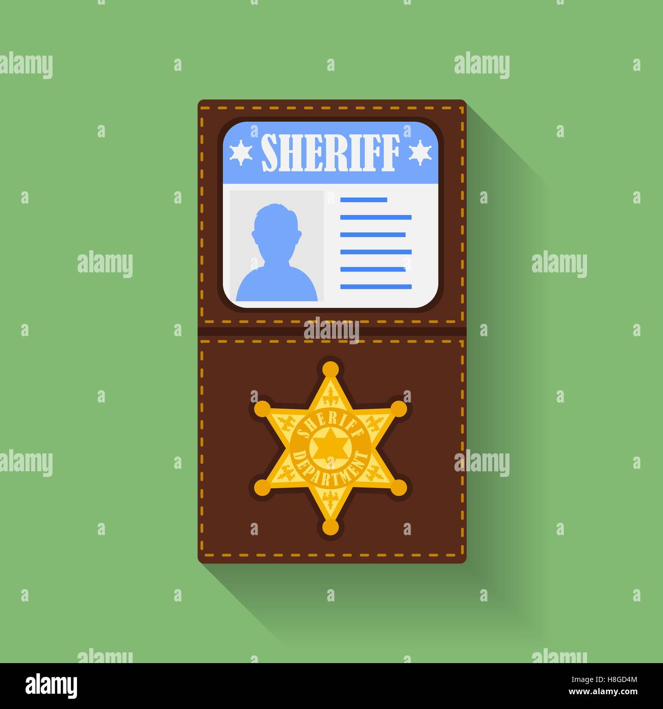 Icon of Sheriff Badge With Id Case, holder. Flat style Stock Vector ...